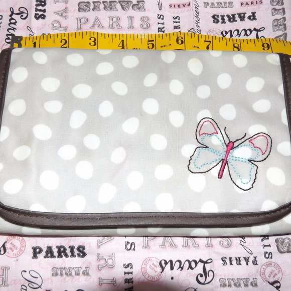 thirty-one | Bags | Thirtyone Butterfly Gray White Polka Dot Vinyl ...